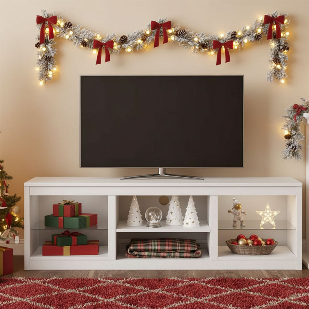 114cm Corner TV Unit with Electric Fire Console Table with 2 Metal Mesh ...